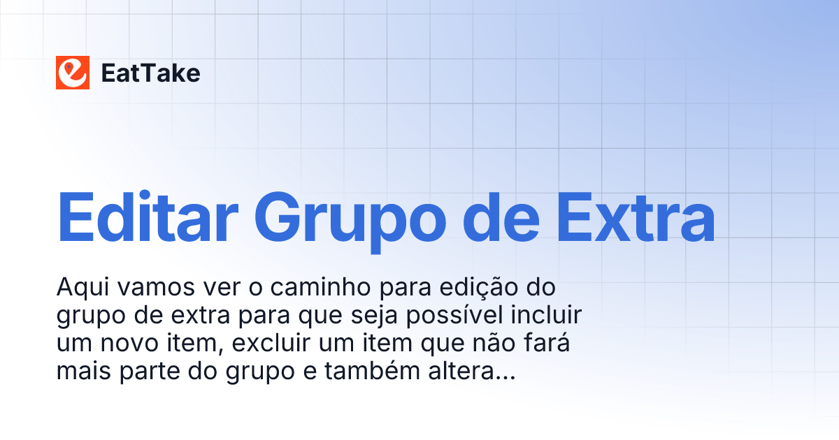 Editar Grupo de Extra | EatTake
